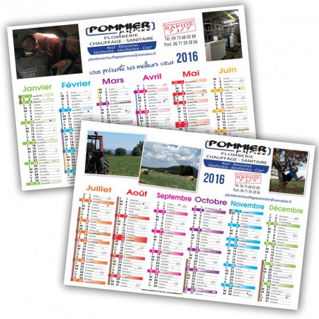 Imprimerie calendriers photos personnalisées recto verso, associations